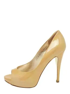 GINA 115mm Leather Peep Toe Pumps - Gold