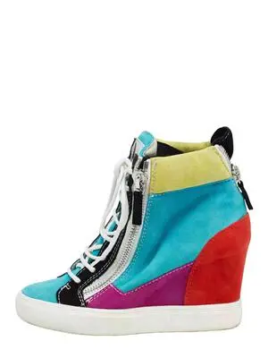 GIUSEPPE ZANOTTI Suede Wedge Sneakers - Blue