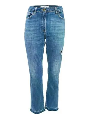 Elisabetta Franchi Distressed Frayed Hem Jeans - Blue