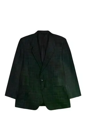 Pierre Cardin 1990s Plaid-check Single-breasted Blazer - Green