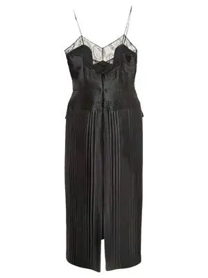 Fendi Lace-trim Pleated Dress - Black