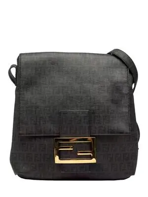 Fendi Zucchino Spalmati Crossbody Bag - Black
