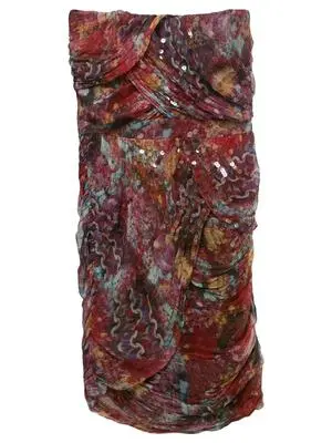 Diane Von Furstenberg Vintage Silk Sequined Strapless Dress - Red
