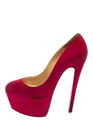 CHRISTIAN LOUBOUTIN Suede Platform Pumps - Red