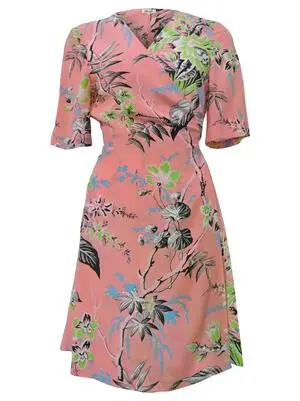 Diane Von Furstenberg Botanical-print Wrap Midi Dress - Pink