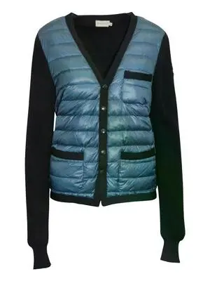 Moncler Quilted-panel Knit Jacket - Blue