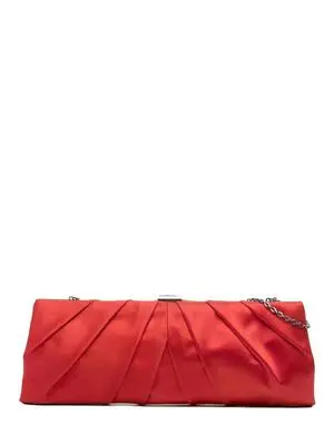 Valentino Garavani Satin Pleated Chain Evening Clutch - Red