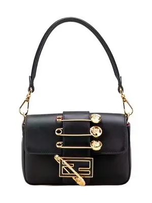 Fendi Fendace Mini Baguette Satchel - Black