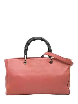 Gucci Calfskin Bamboo Shopper Satchel - Pink