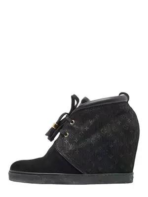 LOUIS VUITTON Leather Wedge Sneakers - Black