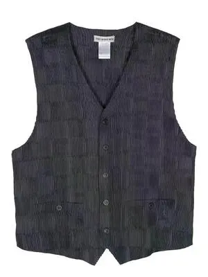 Issey Miyake 2000 V-neck Plissé Vest - Blue