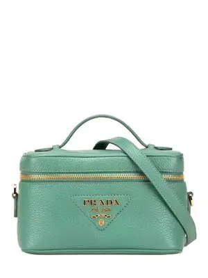 Prada Mini Vitello Daino Top Handle Vanity Bag - Green