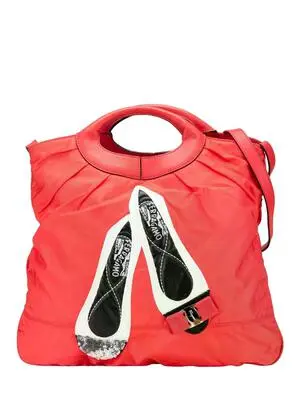 FERRAGAMO 2021 Nylon Vara Shoes Satchel - Red