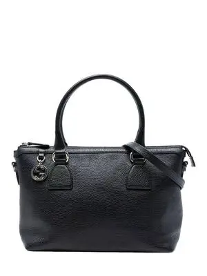 Gucci Calfskin Gg Charm Satchel - Black
