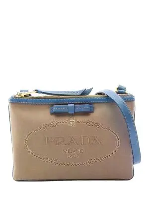 Prada 2010s Logo-jacquard Crossbody Bag - Neutrals