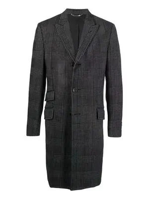 Versace 2000s Plaid Check Single-breasted Coat - Black