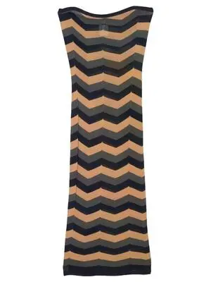 Versace 2000s Chevron-knit Midi Dress - Blue