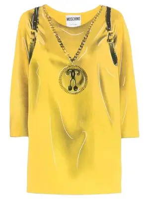 Moschino 00s Graphic-print Dress - Yellow And Black