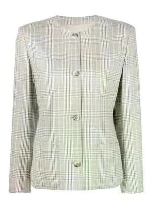 Valentino Garavani 1980s Prince Of Wales Collarless Jacket - Neutrals