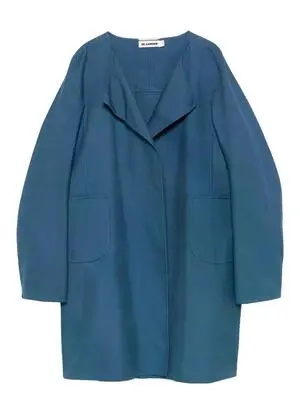 JIL SANDER 2010s Collarless Coat - Blue