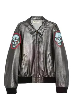 A.N.G.E.L.O. VINTAGE CULT 2000s Skull-motif Leather Jacket - Brown
