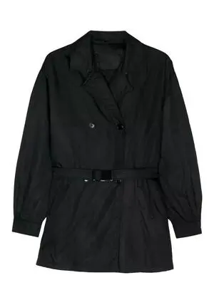 Prada 2000s Double-breasted Belted Trench Coat - Black