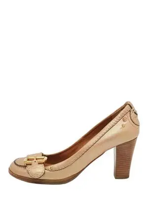 Chloé 110mm Leather Pumps - Gold