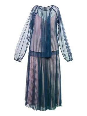 MAX&CO. Sheer Pleated Skirt Suit - Blue