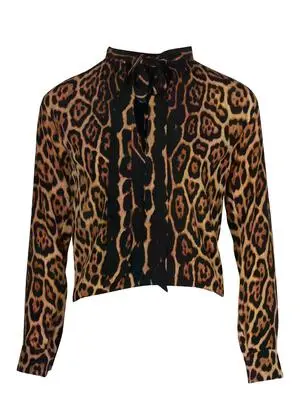Saint Laurent Leopard-print Blouse - Brown