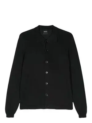 Versace 2000s Ribbed Knit Cardigan - Black