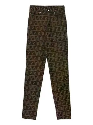 Fendi Zucca-jacquard Straight Jeans - Brown