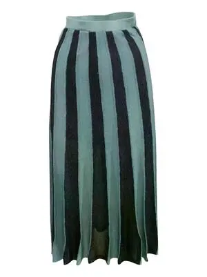 Sandro Pleated Striped Midi Skirt - Blue