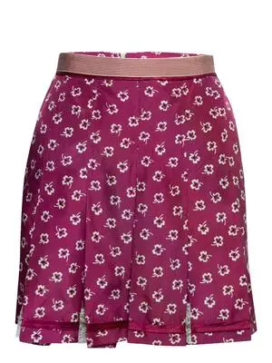 Dolce & Gabbana Silk Floral Mini Pleated Skirt - Pink