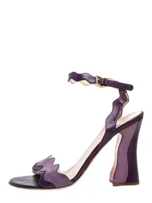 Prada 105mm Scalloped-strap Sandals - Purple