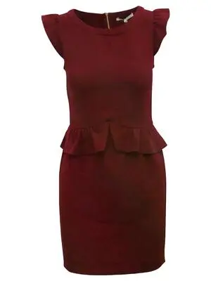 Sandro Peplum Cap-sleeve Mini Dress - Red