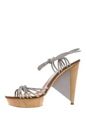 SERGIO ROSSI 125mm Leather Knotted Platform Sandals - Grey