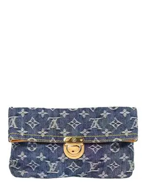 LOUIS VUITTON 2006 Monogram Denim Clutch Bag - Blue