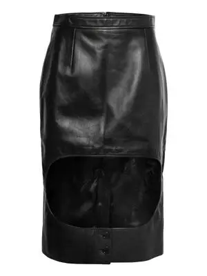 Burberry Cut-out Leather Pencil Skirt - Black