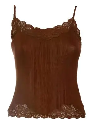 Polo Ralph Lauren Vintage Lace-trimmed Top - Brown