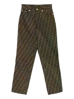 Fendi Ff Jacquard Trousers - Brown