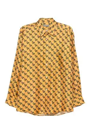 Dior 1990s Printed Silk Shirt - Yellow