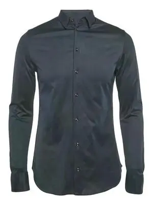 Emporio Armani Satin Finish Long-sleeve Shirt - Blue