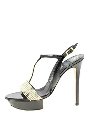 GINA 125mm Crystal-embellished T-strap Sandals - Black