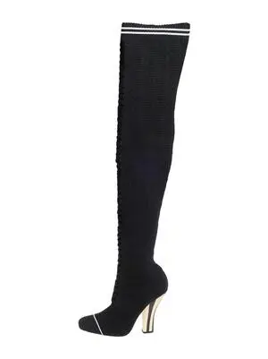 Fendi 115mm Lace-up Thigh-high Boots - Black
