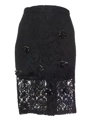 Alexis Lace-embellished Midi Skirt - Black