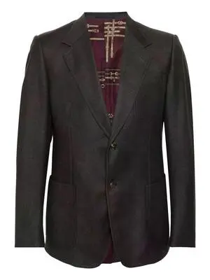 Gucci 2000s Notched Lapels Buttoned Blazer - Brown