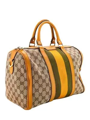 Gucci Vintage Web Boston Bag Gg Canvas Satchel - Neutrals