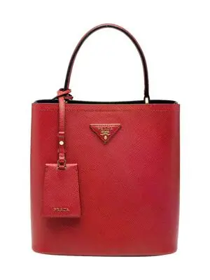 Prada Saffiano Cuir Panier Satchel - Red