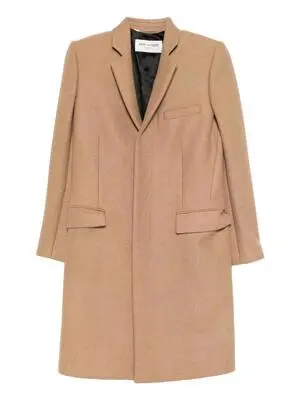 Saint Laurent Button Fastening Coat - Brown