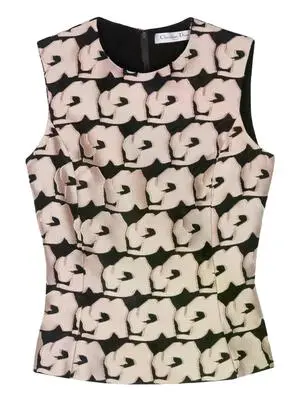 Dior Floral-appliqué Tank Top - Pink
